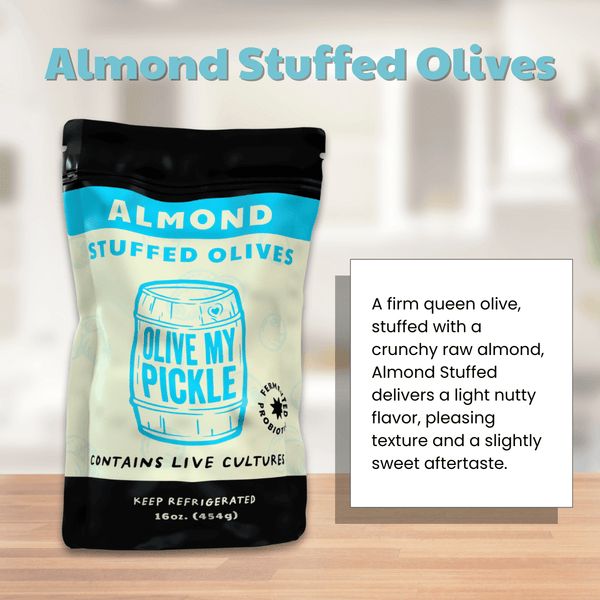 Almond Stuffed Olives | Queen Olives with Almonds