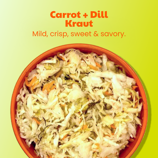 Carrot + Dill Fermented Sauerkraut | Sauerkraut w/ Dill & Carrots
