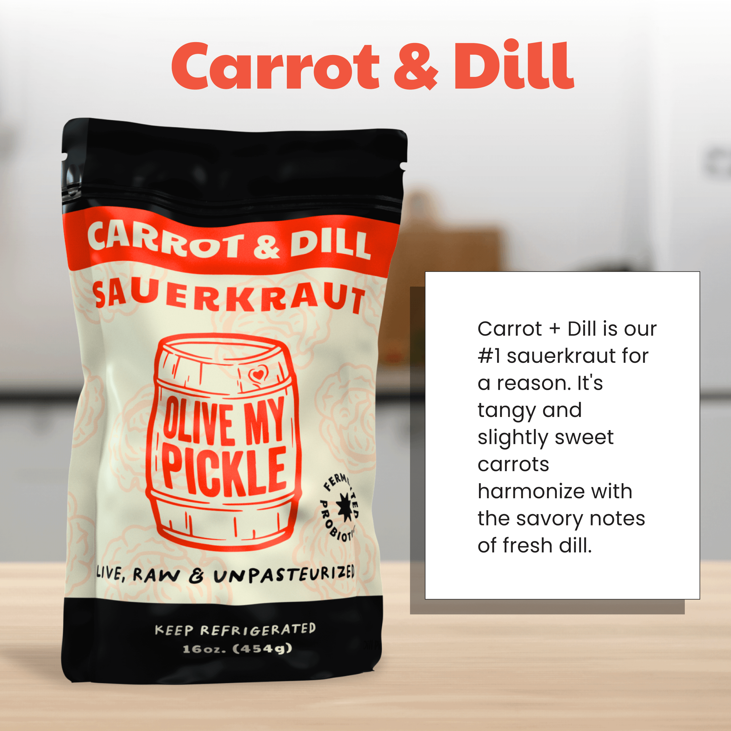 Carrot + Dill Fermented Sauerkraut | Sauerkraut w/ Dill & Carrots
