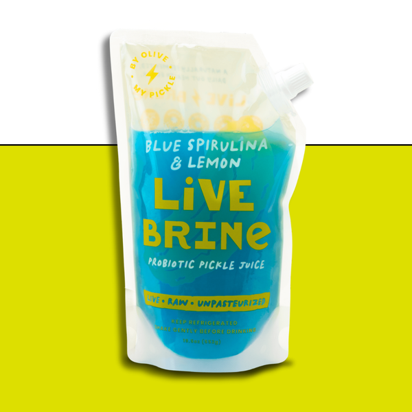 LiveBrine Probiotic Pickle Juice: Blue Spirulina & Lemon